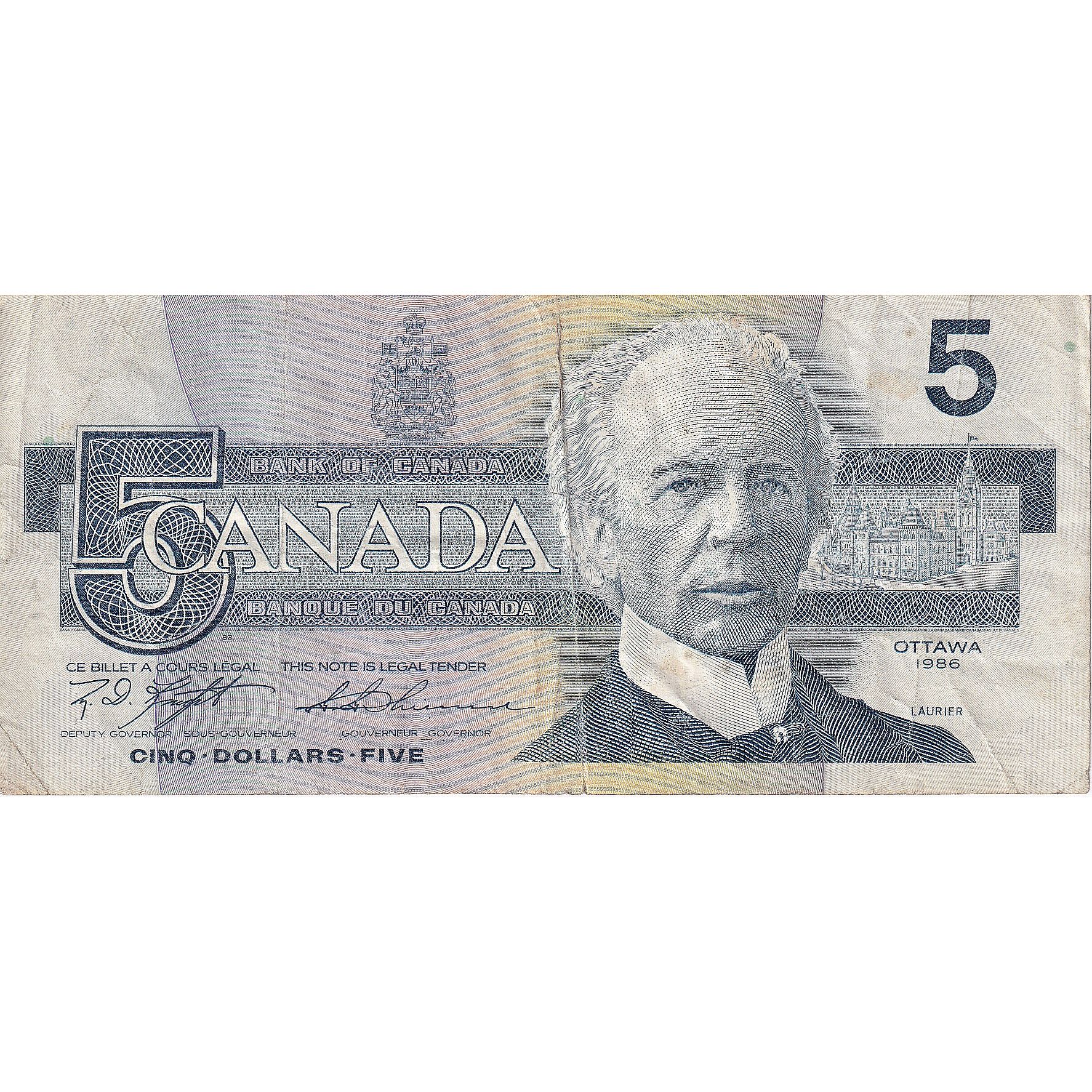 Banknote, Canada, 5 Dollars, 1986, KM:95b, VG(8-10) | World Paper Money