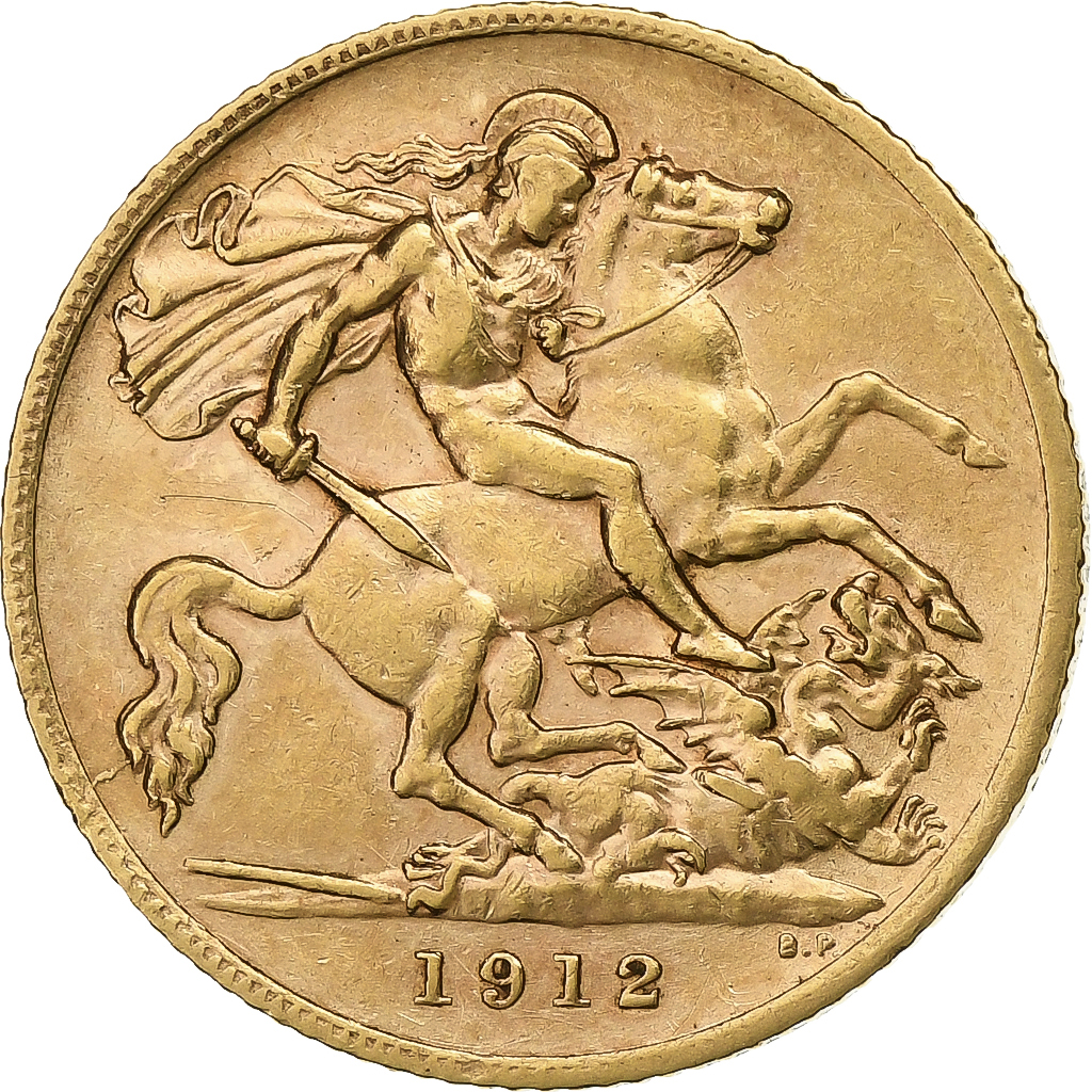 Great Britain, George V, 1/2 Sovereign, 1912, Gold, , KM:819 | European ...