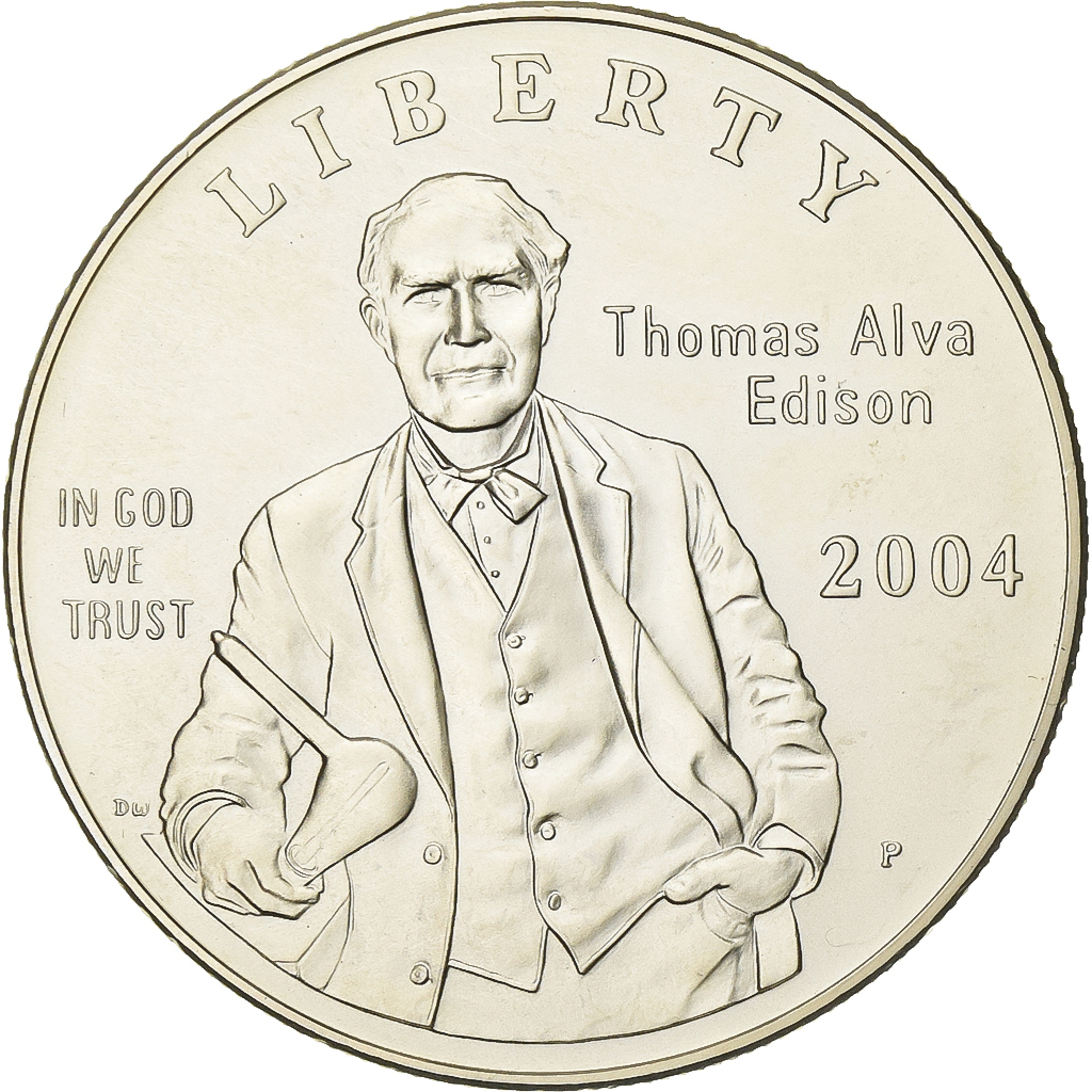 United States, Dollar, Thomas Alva Edison, 2004, U.S. Mint, Silver,