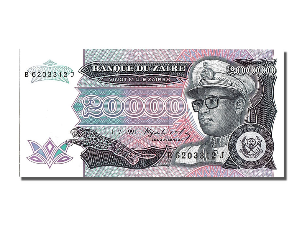 Banknote, Zaire, 20,000 Zaïres, 1991, 1991-07-01, UNC(65-70) | World ...