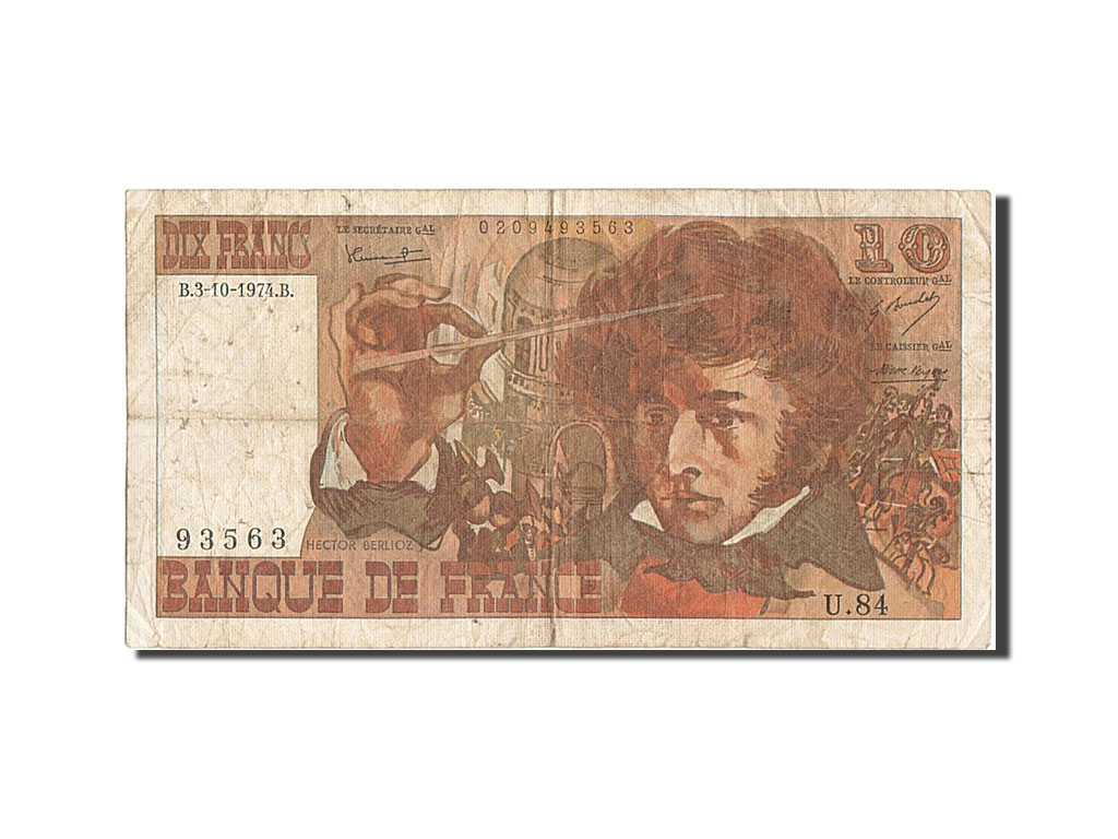 Banknote, France, 10 Francs, 10 F 1972-1978 ''Berlioz'', 1974, 1974-10-03