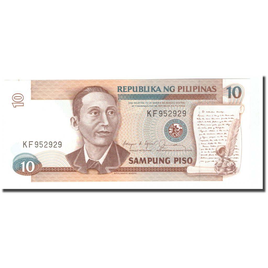 Banknote, Philippines, 10 Piso, KM:169b, UNC(65-70) | World Paper Money