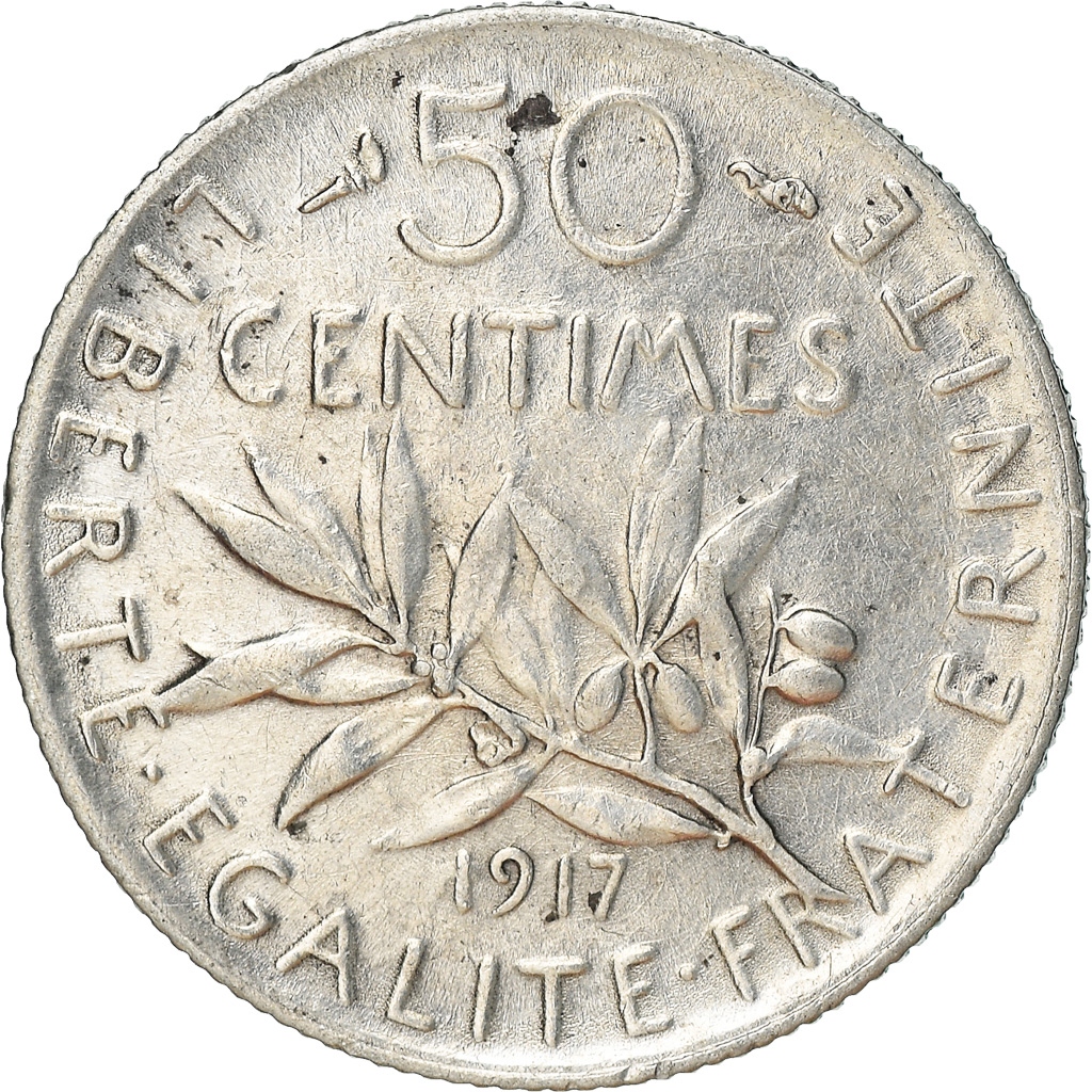 Coin, France, Semeuse, 50 Centimes, 1917, Paris, , Silver, KM:854