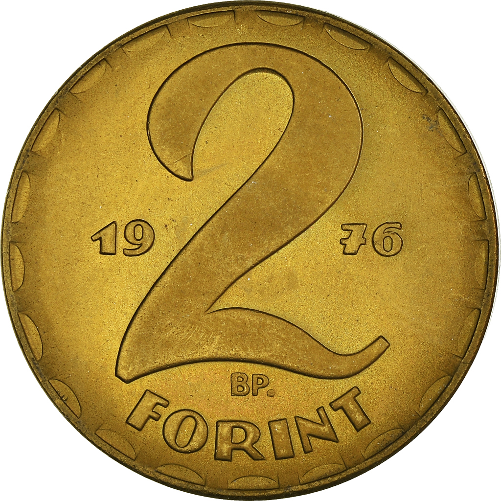 Coin, Hungary, 2 Forint, 1976, , Brass, KM:591 | European Coins