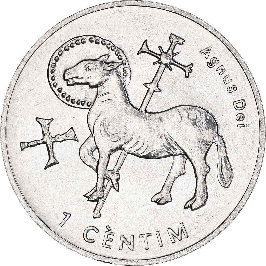 Coin, Andorra, Centim, 2002, Agnus Dei, , Aluminum, KM:178 | European Coins