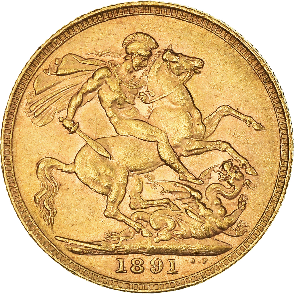 Coin, Great Britain, Victoria, Sovereign, 1891, Melbourne, , Gold