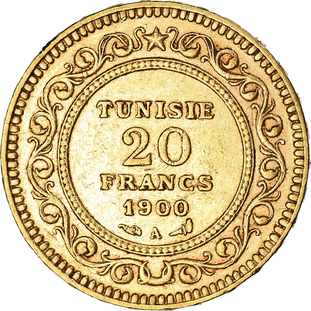 Coin, Tunisia, Ali Bey, 20 Francs, 1900, Paris, , Gold, KM:227