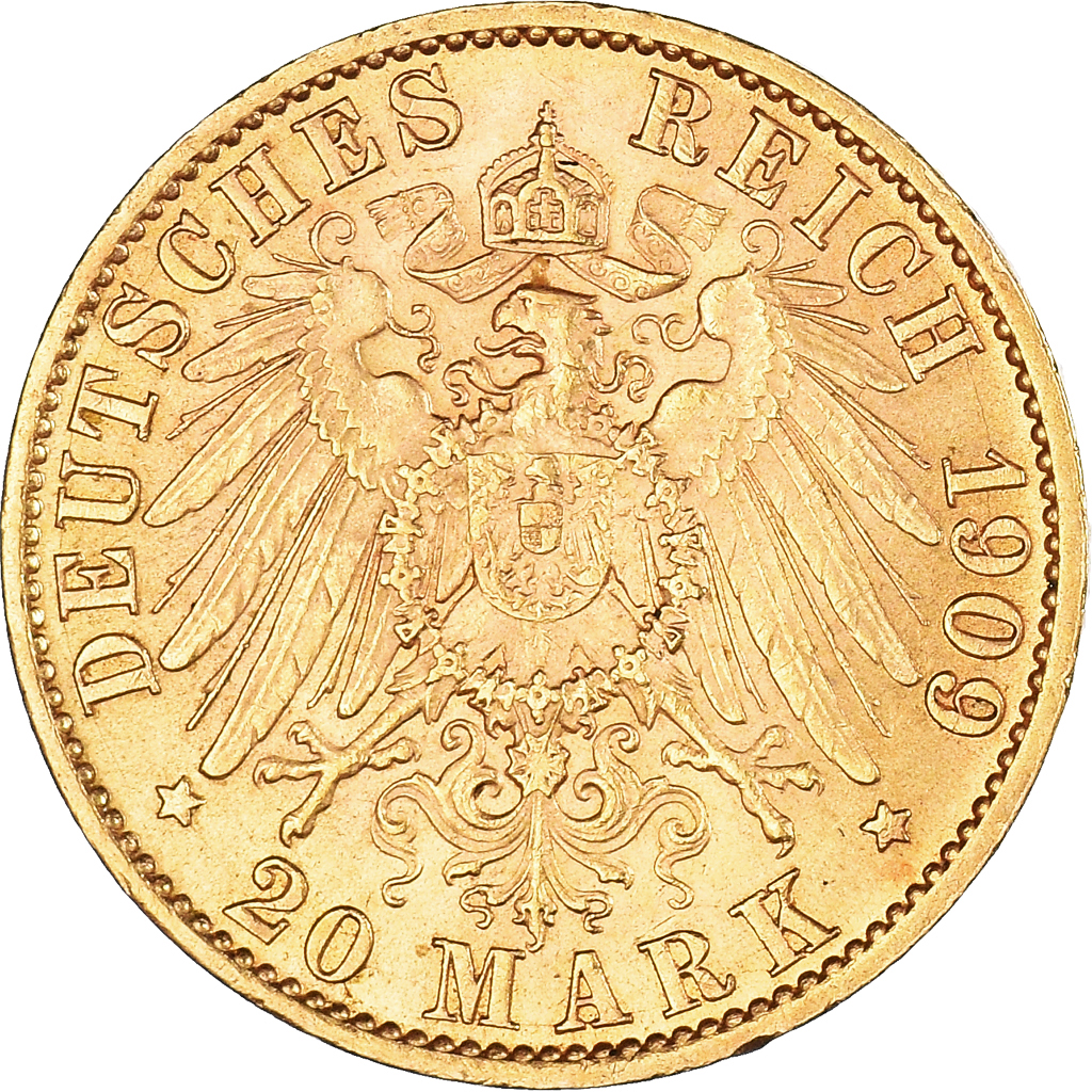 Coin, German States, PRUSSIA, Wilhelm II, 20 Mark, 1909, Berlin,