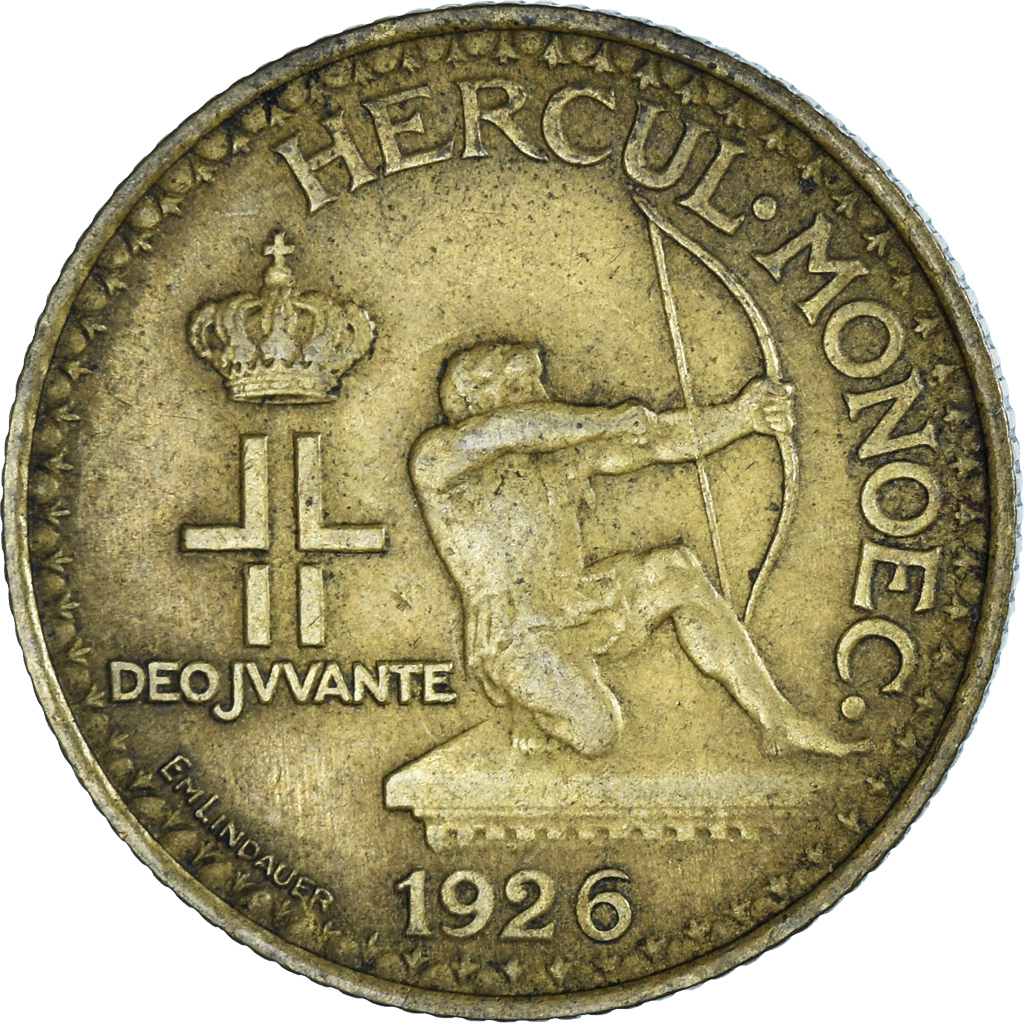 Coin, Monaco, Louis II, Franc, 1926, Poissy, , Aluminum-Bronze, KM:114