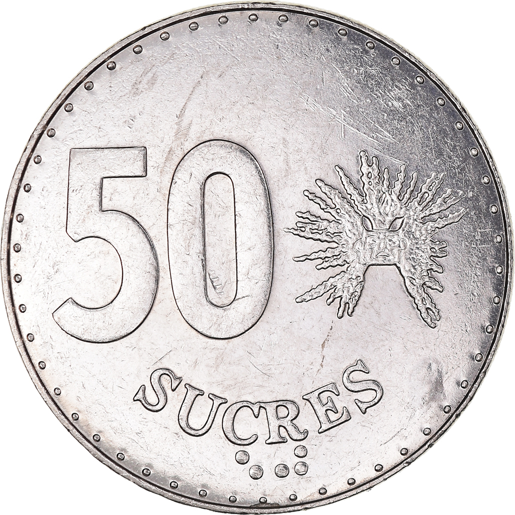 Coin, Ecuador, 50 Sucres, 1991, , Nickel Clad Steel, KM:93 | South ...