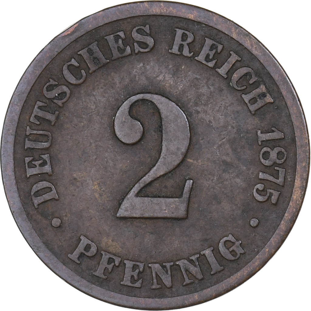 GERMANY - EMPIRE, Wilhelm I, 2 Pfennig, 1875, Hannover, Copper, , KM:2
