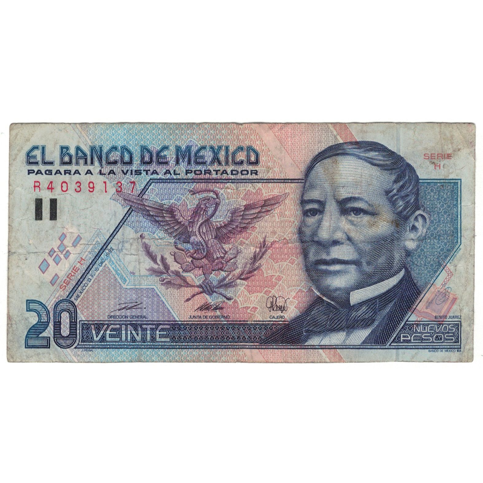 Banknote, Mexico, 20 Pesos, 1992, 1992, KM:116a, VG(8-10) | World Paper ...