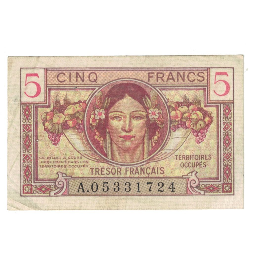 France, 5 Francs, 1947 French Treasury, 1947, A.05331724, VF(30-35)