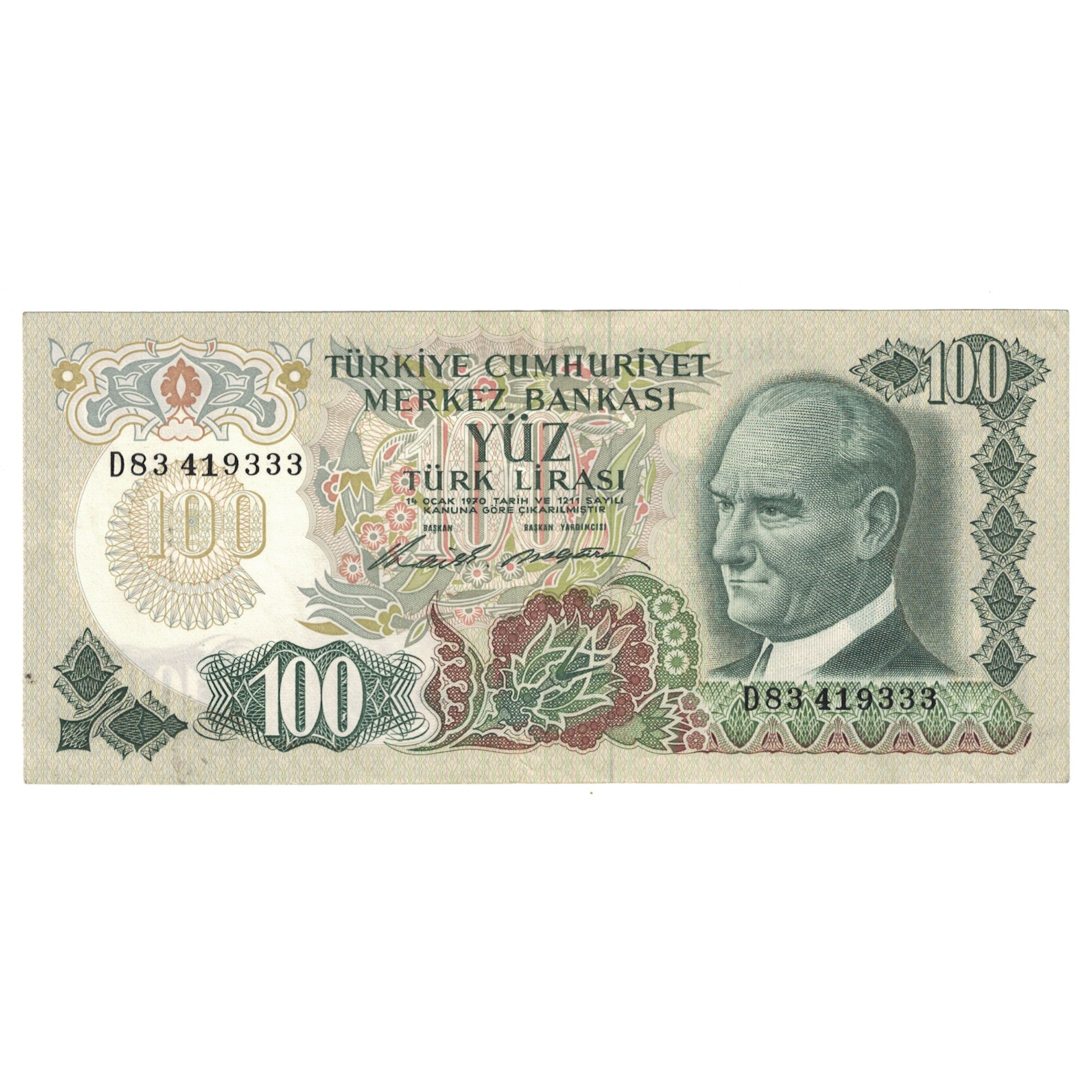 Banknote, Turkey, 100 Lira, 1970, KM:189a, UNC(63) | World Paper Money