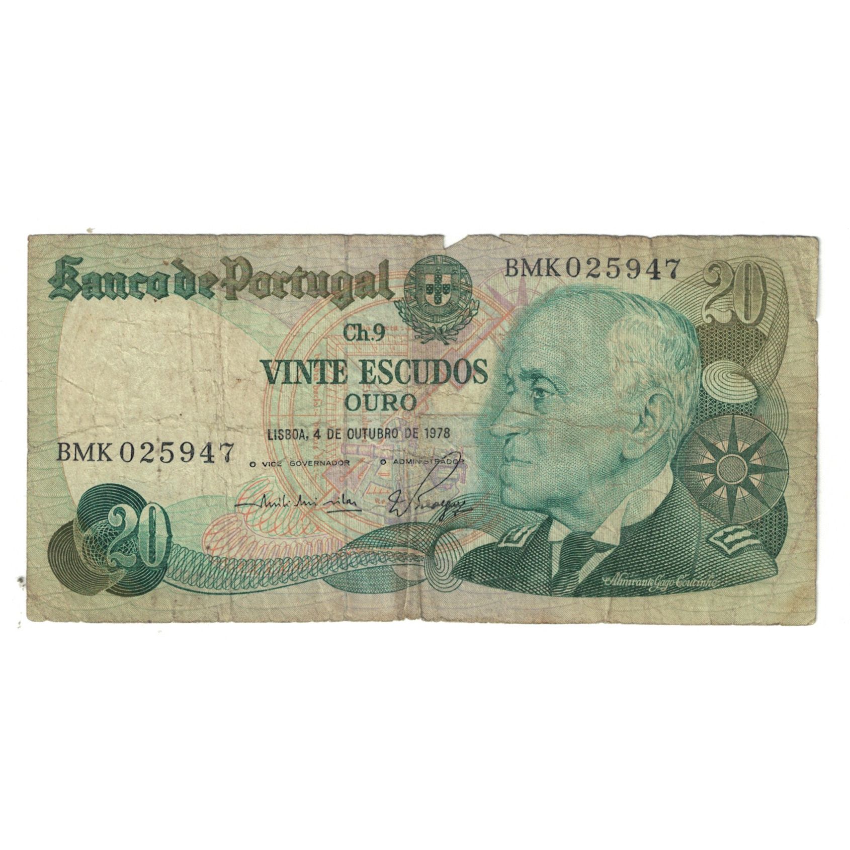 Banknote, Portugal, 20 Escudos, 1978, 1978-09-13, KM:176a, F(12-15)