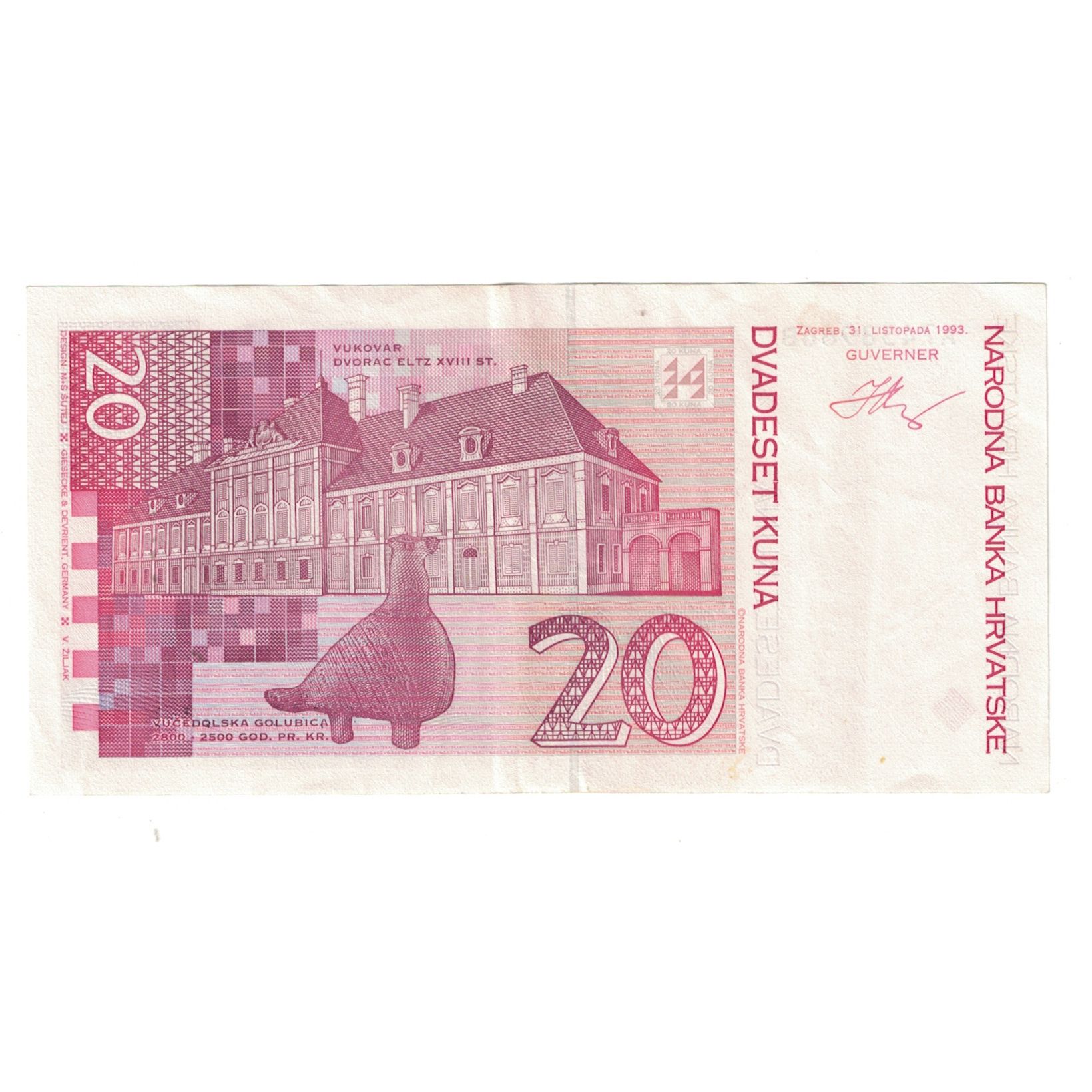 Banknote, Croatia, 20 Kuna, 1993, 1993-10-31, KM:39, UNC(63) | World ...