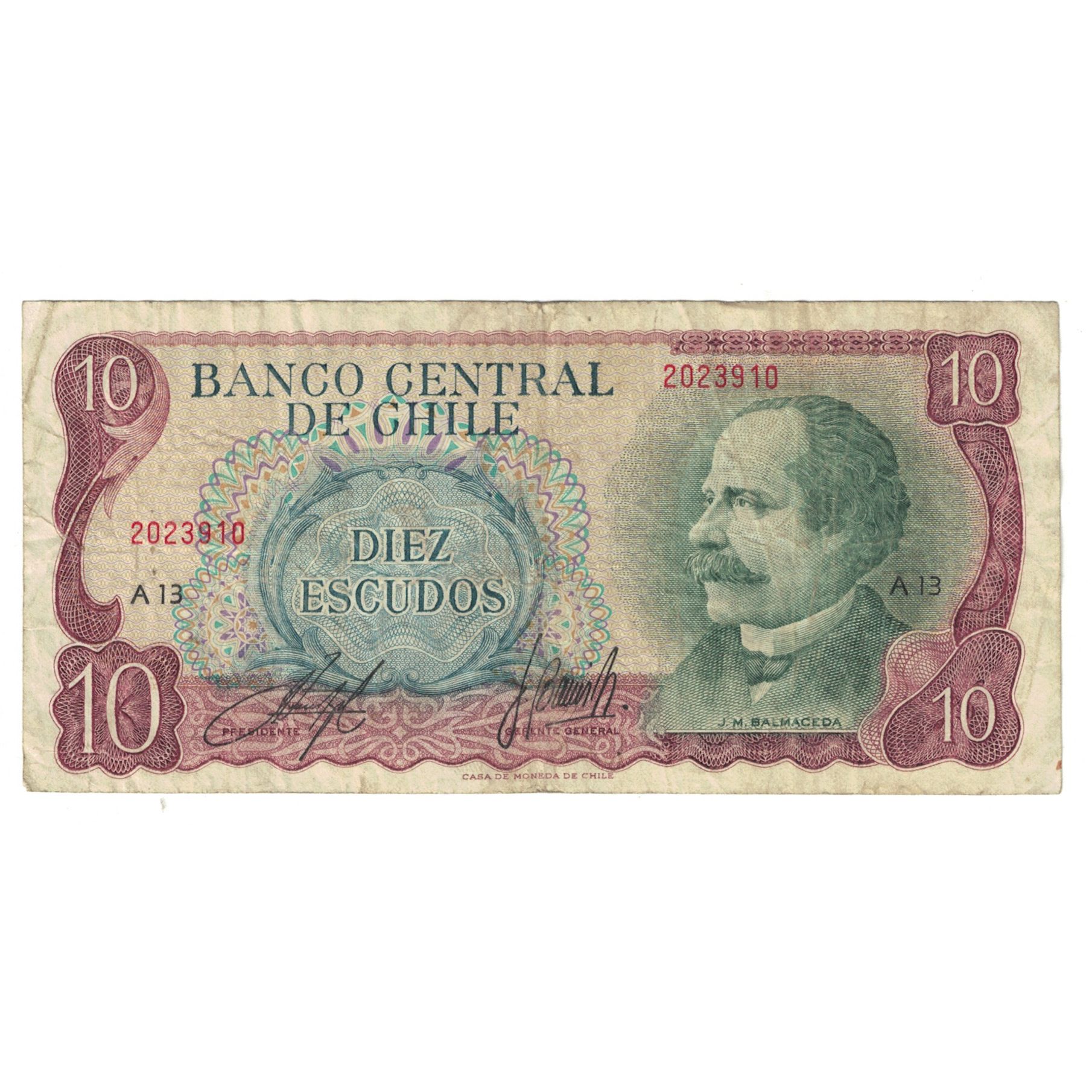 Banknote, Chile, 10 Escudos, KM:142Aa, VF(20-25) | World Paper Money