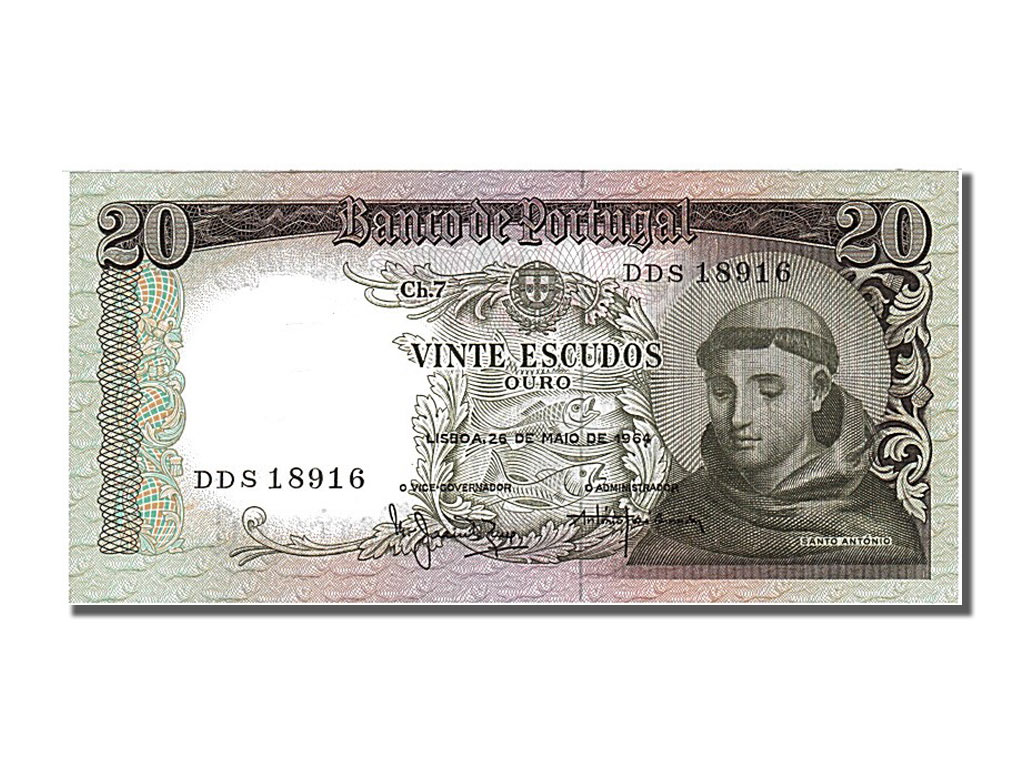Banknote, Portugal, 20 Escudos, 1964, 1964-05-26, UNC(65-70) | World ...