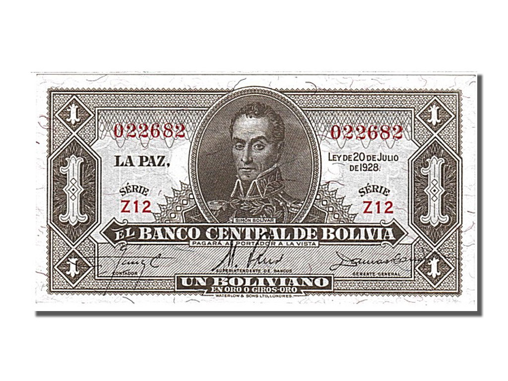 Banknote, Bolivia, 1 Boliviano, 1928, 1928-07-20, UNC(65-70) | World ...