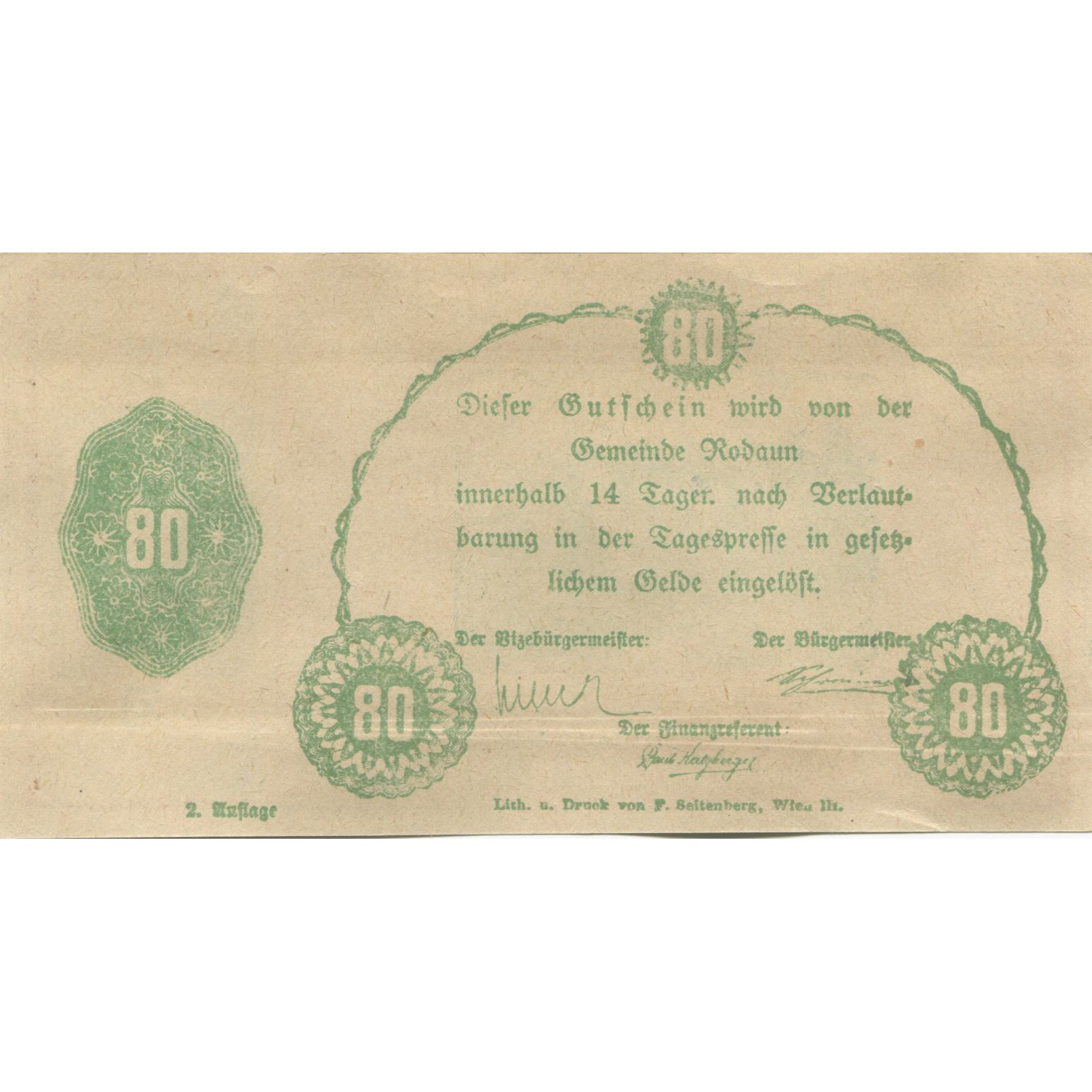 [#282536] billete, austria, rodaun, 80 heller, - Compra venta en ...