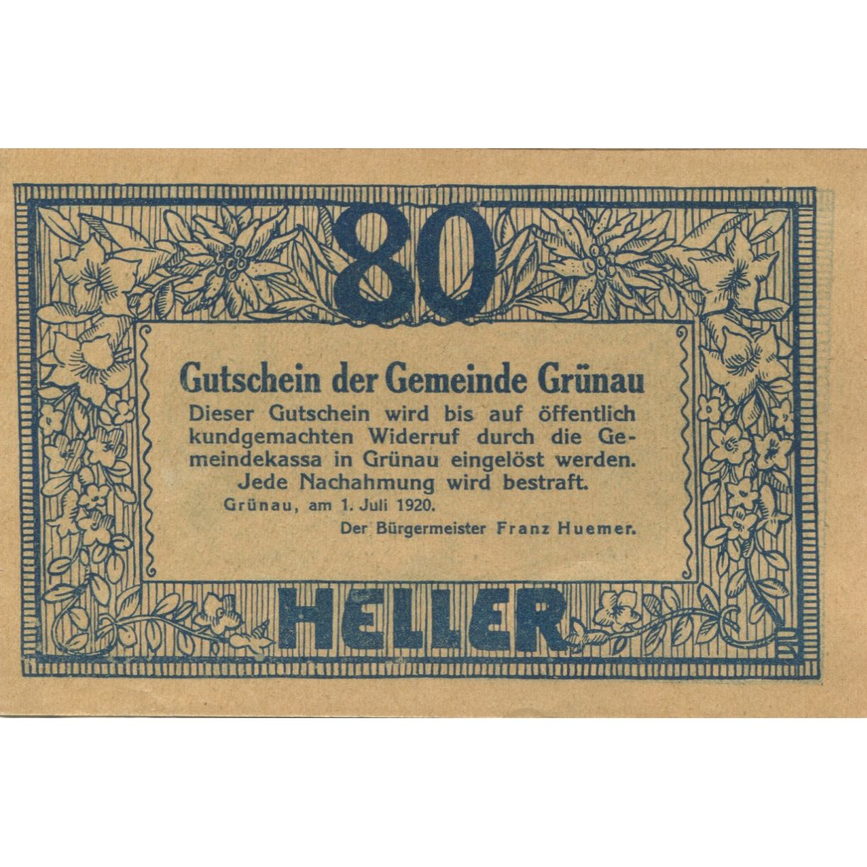 [#283714] billete, austria, grünau, 80 heller, - Compra venta en ...