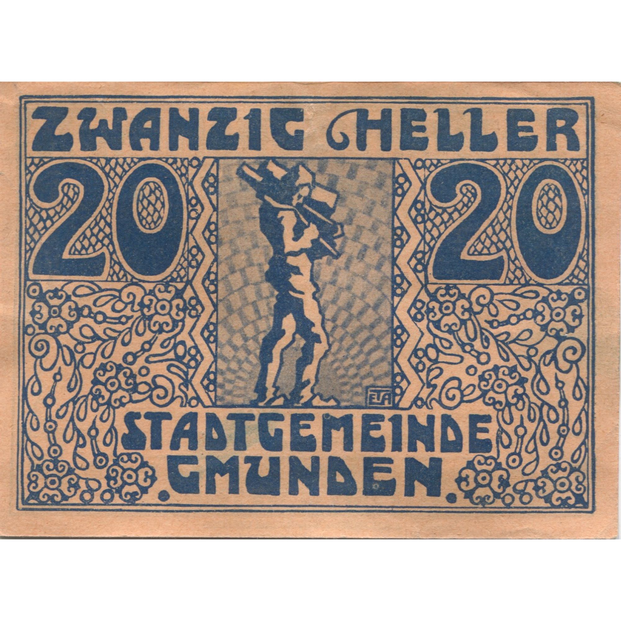 Banknote, Austria, Gmunden, 20 Heller, personnage, 1920 UNC(63) Mehl:FS ...