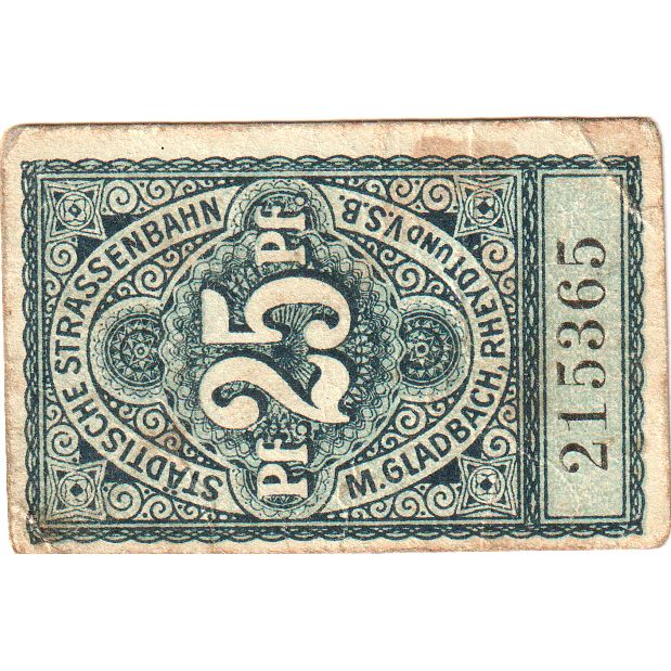 Germany, München Gladbach, 25 Pfennig, VF(20-25) | World Paper Money