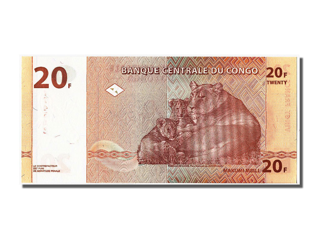 Banknote, Congo Democratic Republic, 20 Francs, 1997, 1997-11-01, UNC ...