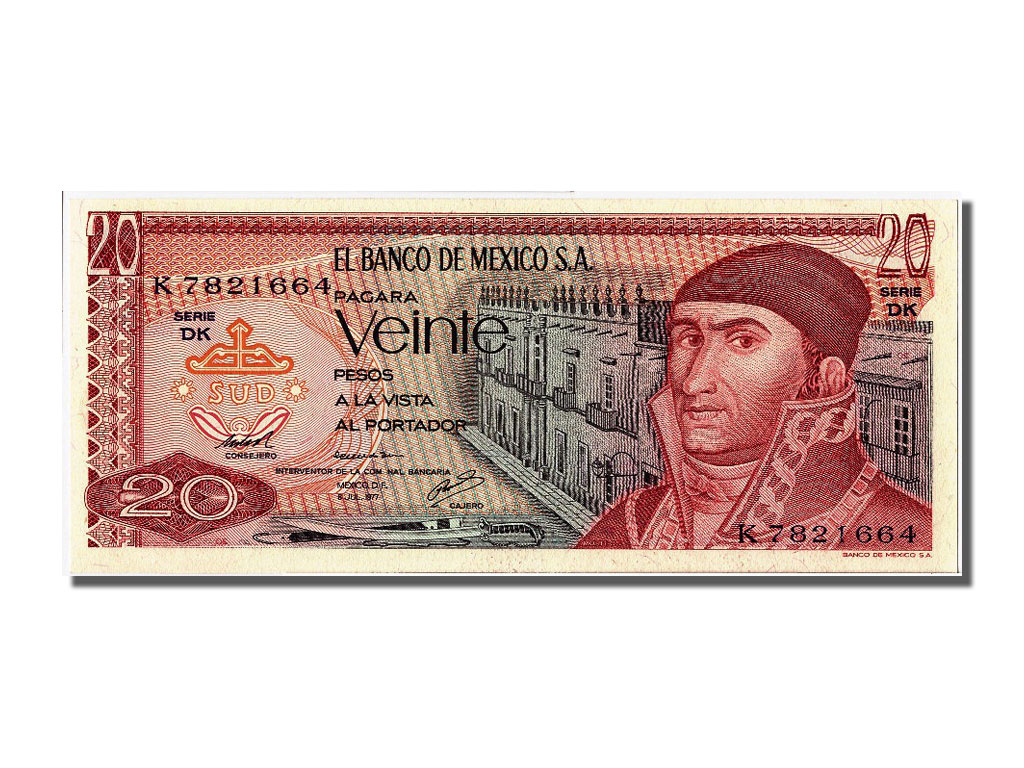 Banknote, Mexico, 20 Pesos, 1977, 1977-07-08, UNC(65-70) | World Paper ...