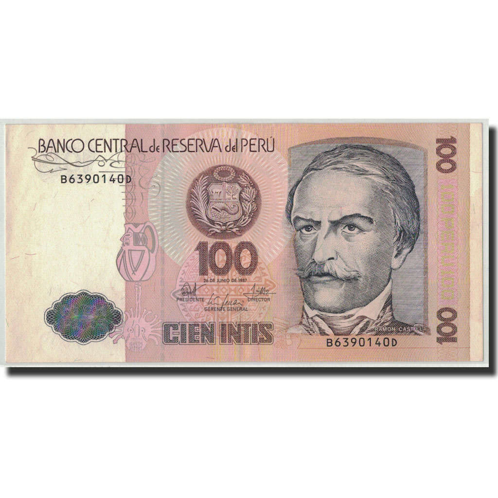 [#313866] billete, 100 intis, 1987, perú, km:13 - Compra venta en ...