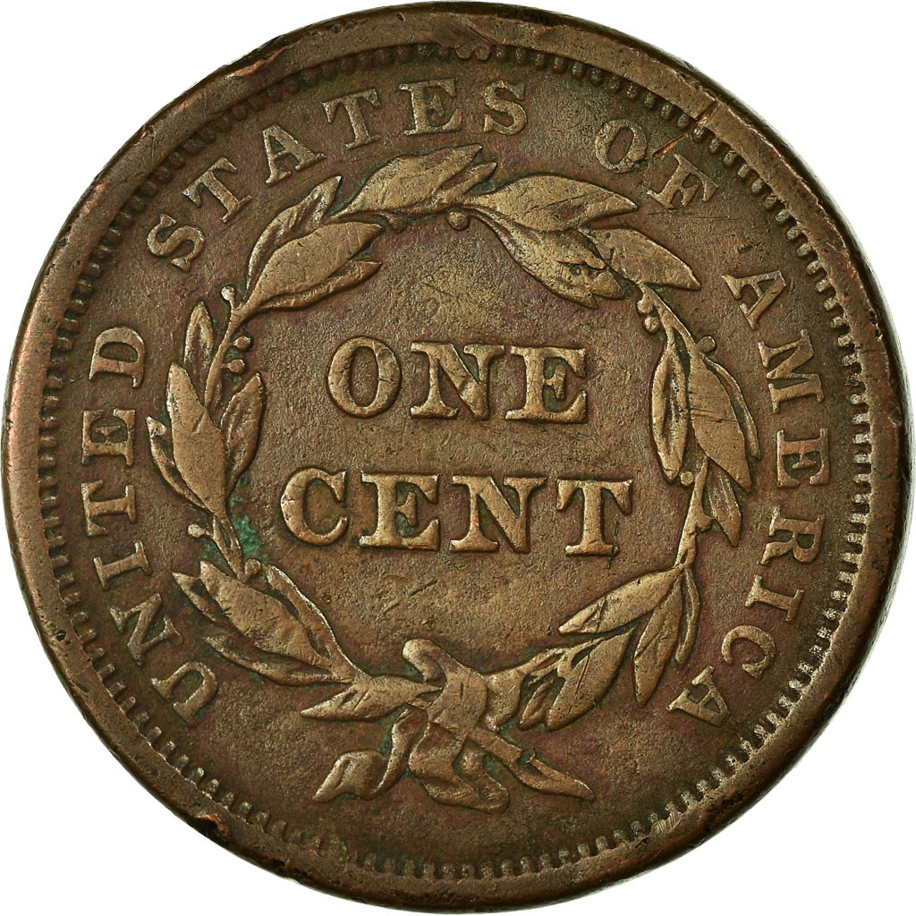 Coin, United States, Braided Hair Cent, Cent, 1840, U.S. Mint,