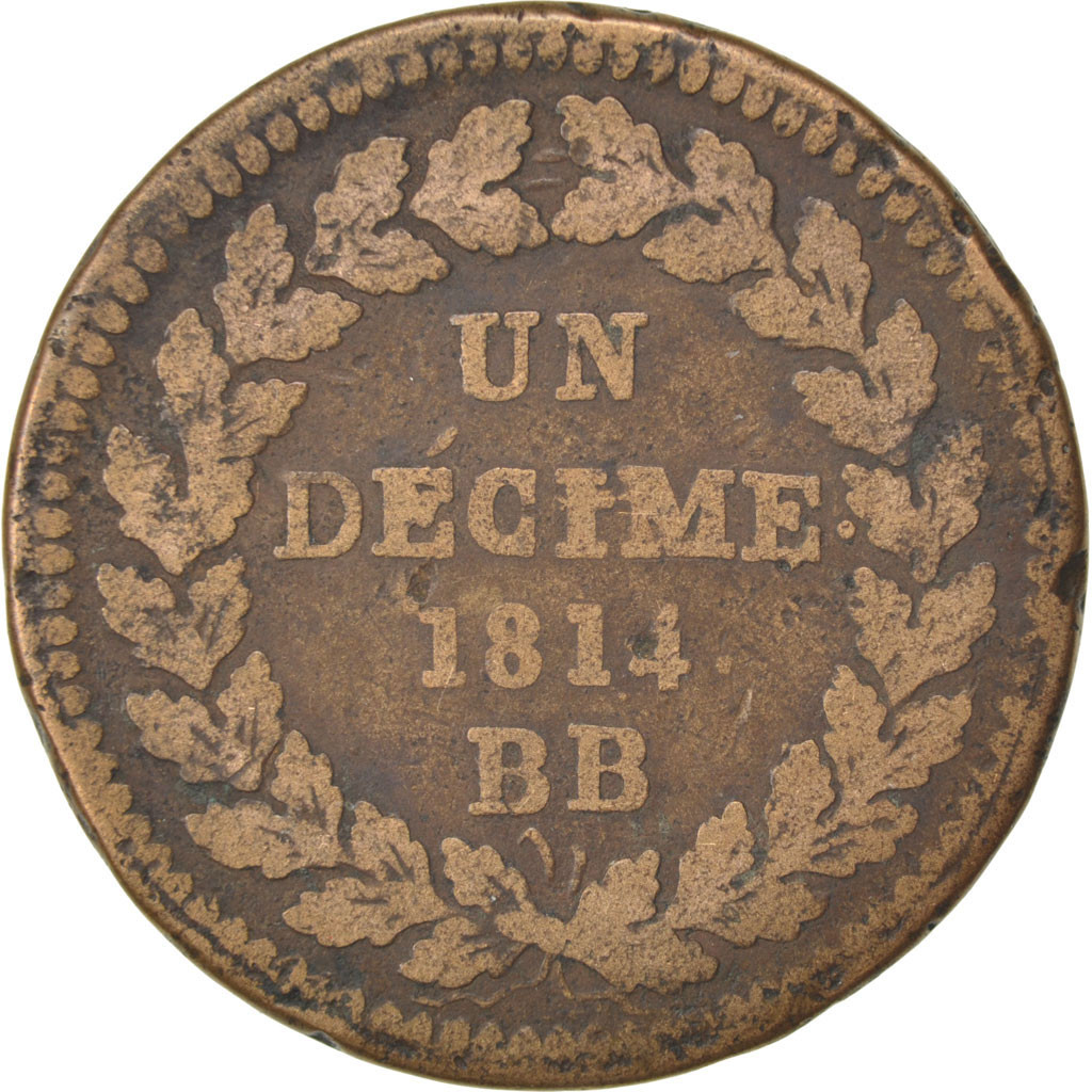 Coin, France, Napoléon I, Decime, 1814, Strasbourg, , Bronze | European ...