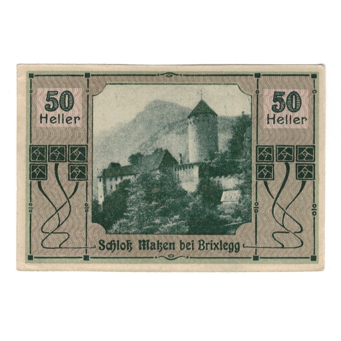 Banknote, Austria, Brixlegg Tirol Gemeinde, 50 Heller, paysage, 1920