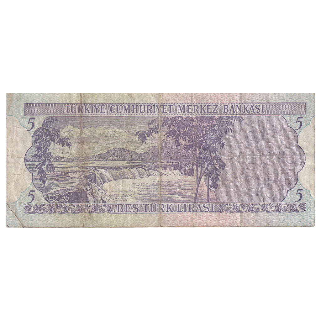 Banknote, Turkey, 5 Lira, 1976, KM:185, EF(40-45) | World Paper Money