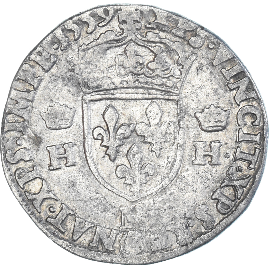 Coin, France, Henri II, Teston à la tête nue, 1559, La Rochelle,