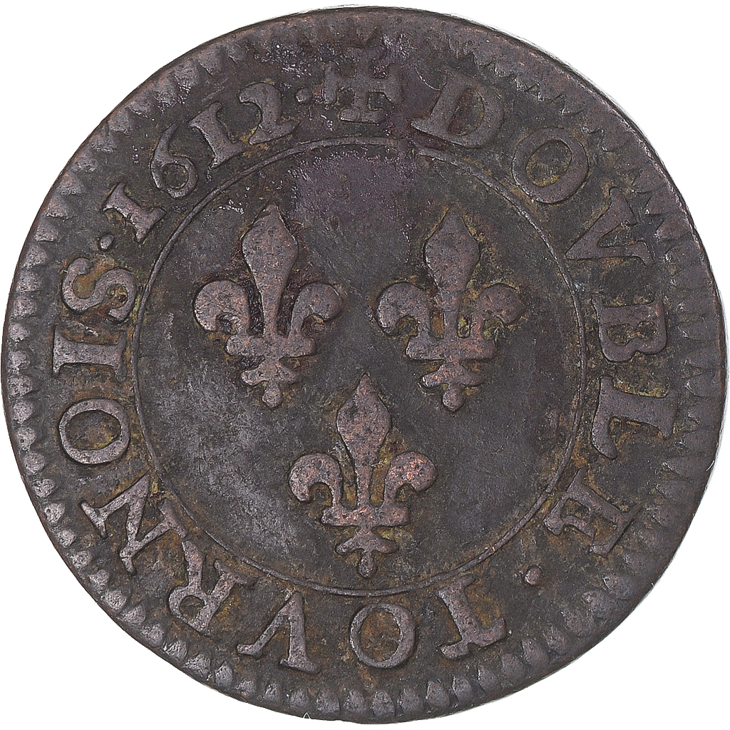 Coin, France, Louis XIII, Double Tournois, 1612, Paris, , Copper
