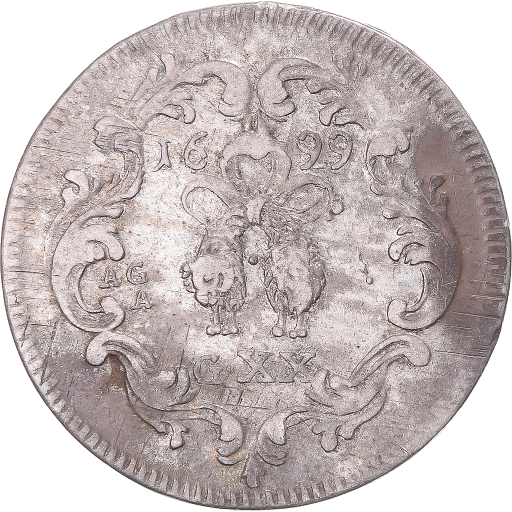 Coin, Italy, Kingdom of Naples, Charles II, 20 Grana, 1699, Naples,