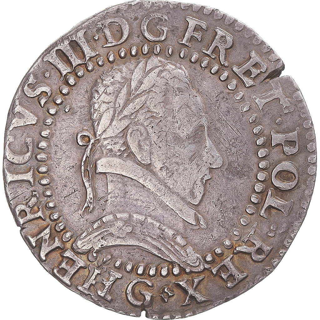Coin, France, Henri III, 1/2 Franc au col plat, 1588, Poitiers,