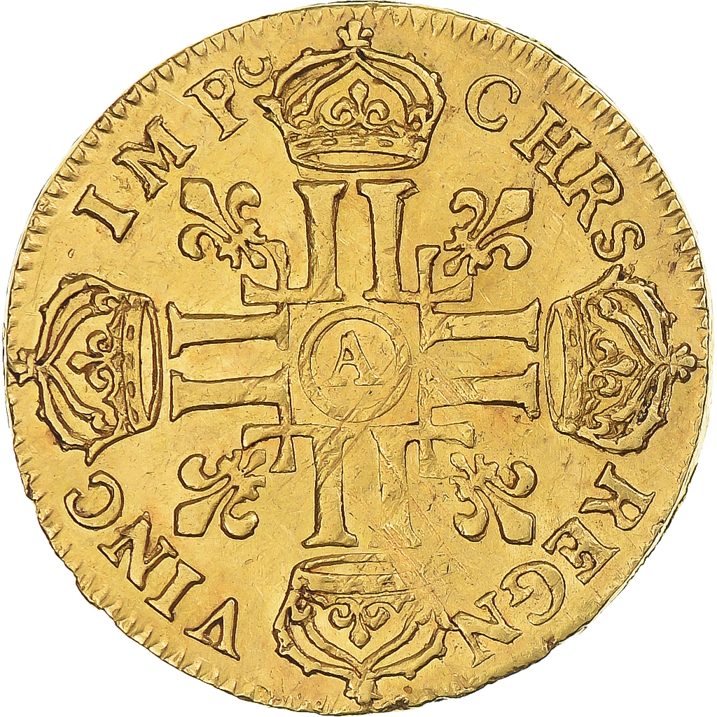 France, Louis XIV, Louis d’or à la tête virile, 1680, Paris, Gold