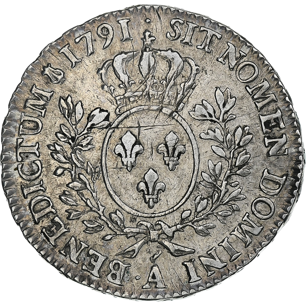 France, Louis XVI, 1/2 Ecu, 1791, Paris, 2nd semestre, Silver,