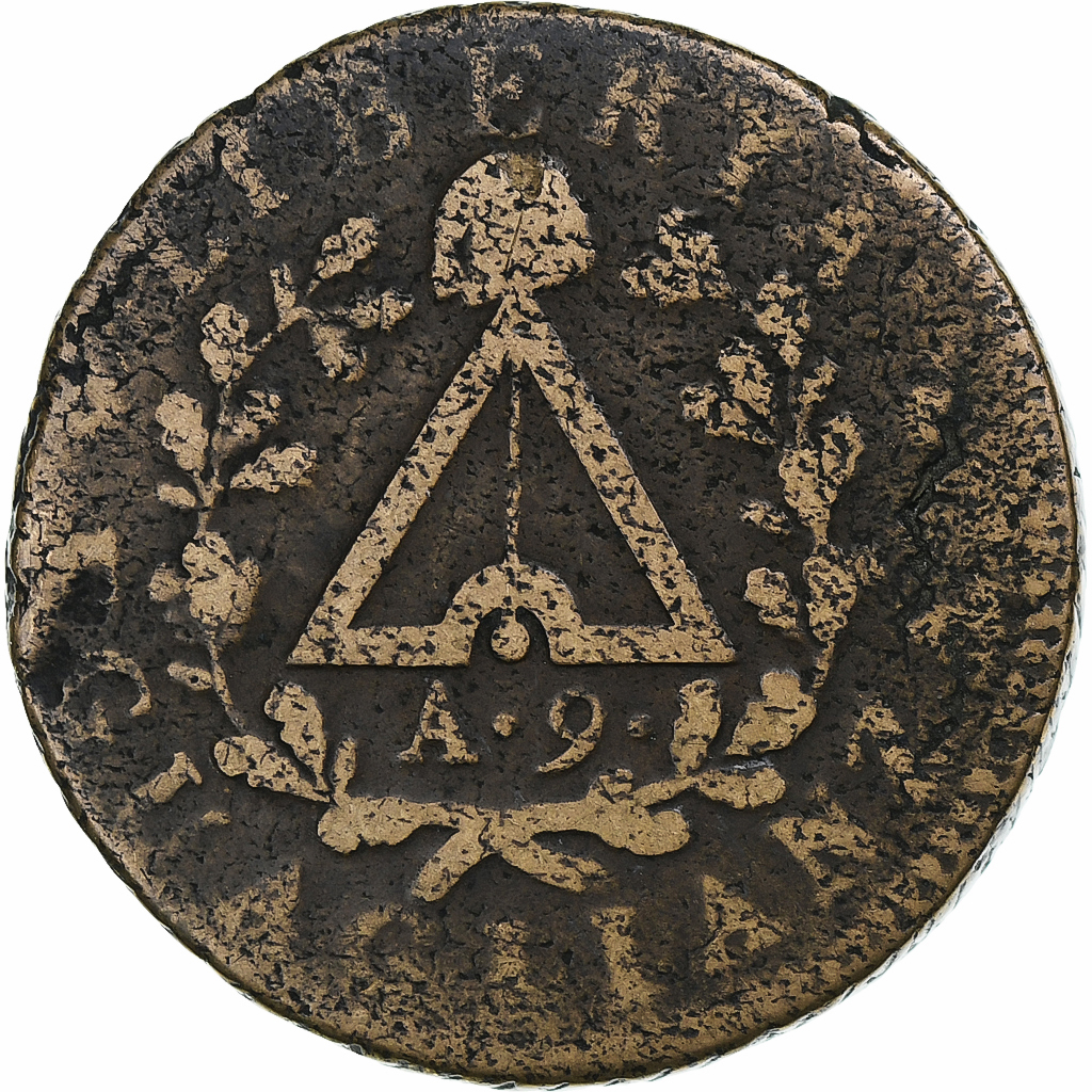 Italy, Subalpine Republic, 2 Soldi, AN 9, Torino, Bronze, , KM:3