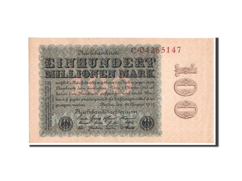 Banknote, Germany, 100 Millionen Mark, 1923, AU(55-58) | World Paper Money