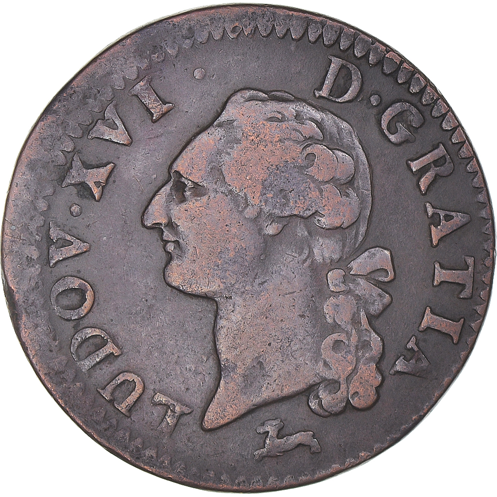 France 1784 R Coin, Louis XVI, Sol ou sou, Orléans, Copper VF(30-35 ...