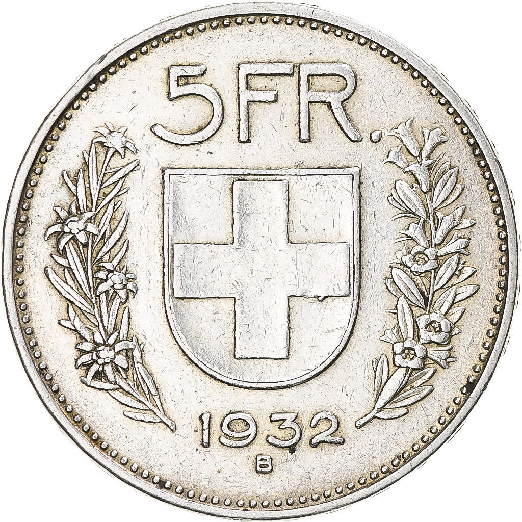 Coin, Switzerland, 5 Francs, 1932, Bern, , Silver, KM:40 | European Coins