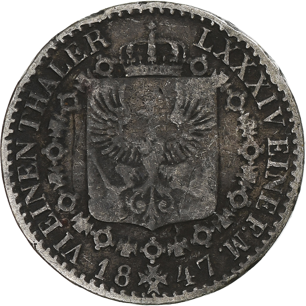 Coin, German States, PRUSSIA, Friedrich Wilhelm IV, 1/6 Thaler, 1847 ...