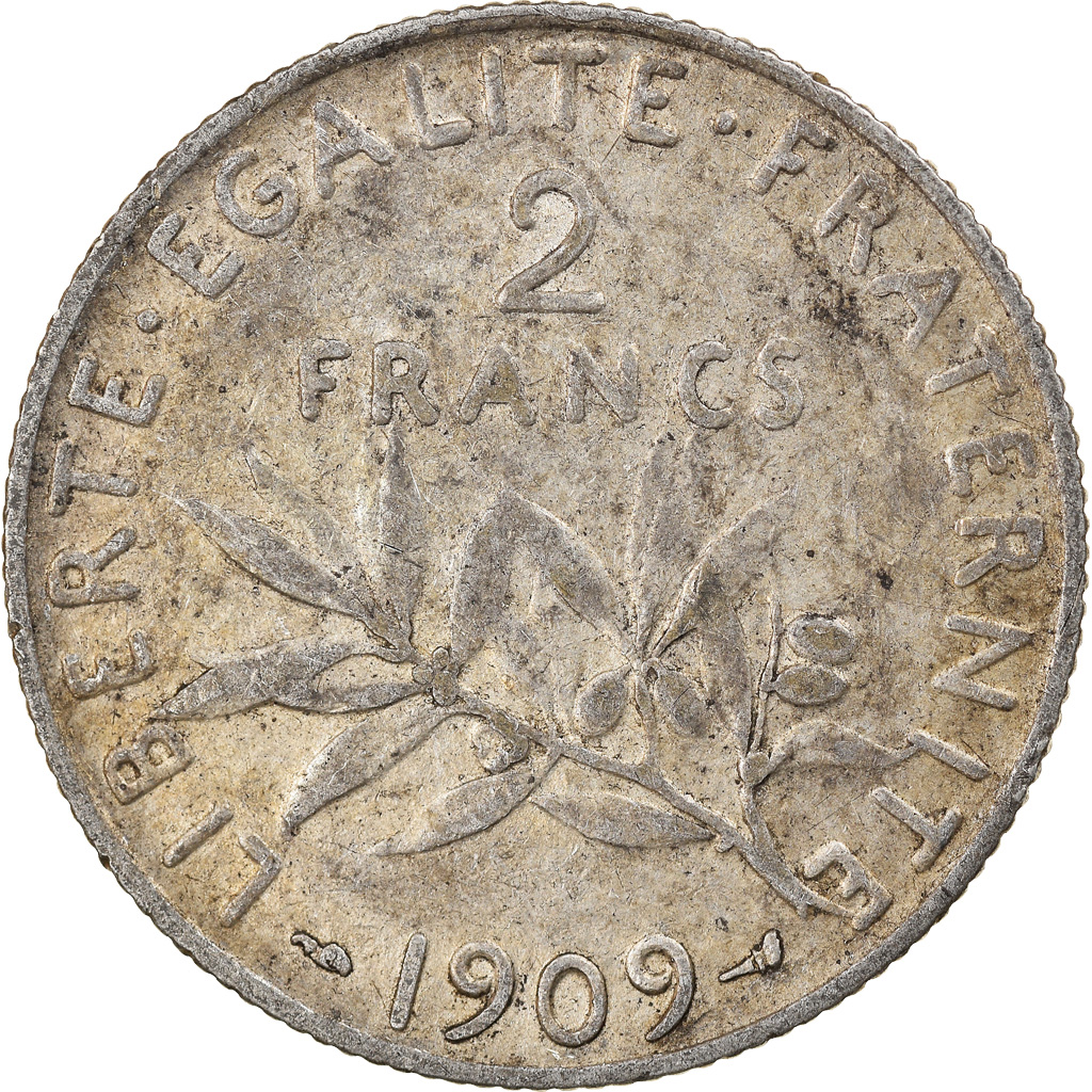 Coin, France, Semeuse, 2 Francs, 1909, Paris, , Silver, KM:845.1