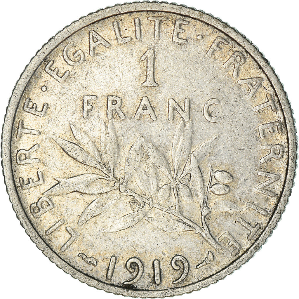 Coin, France, Semeuse, Franc, 1919, Paris, , Silver, KM:844.1