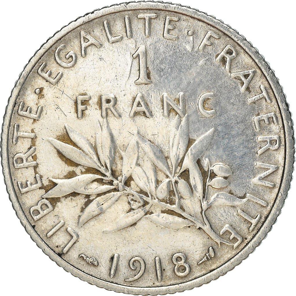 Coin, France, Semeuse, Franc, 1918, Paris, , Silver, KM:844.1
