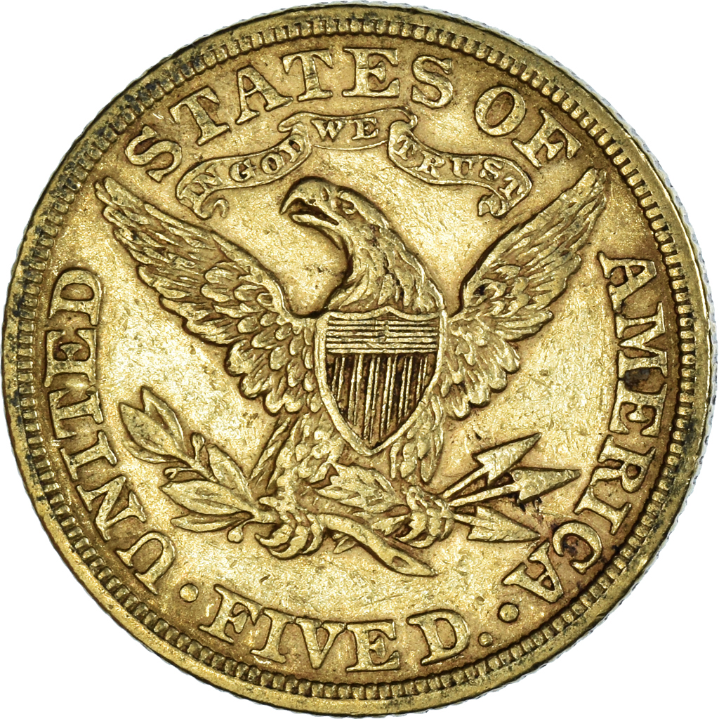 Coin, United States, Coronet Head, $5, Half Eagle, 1885, U.S. Mint