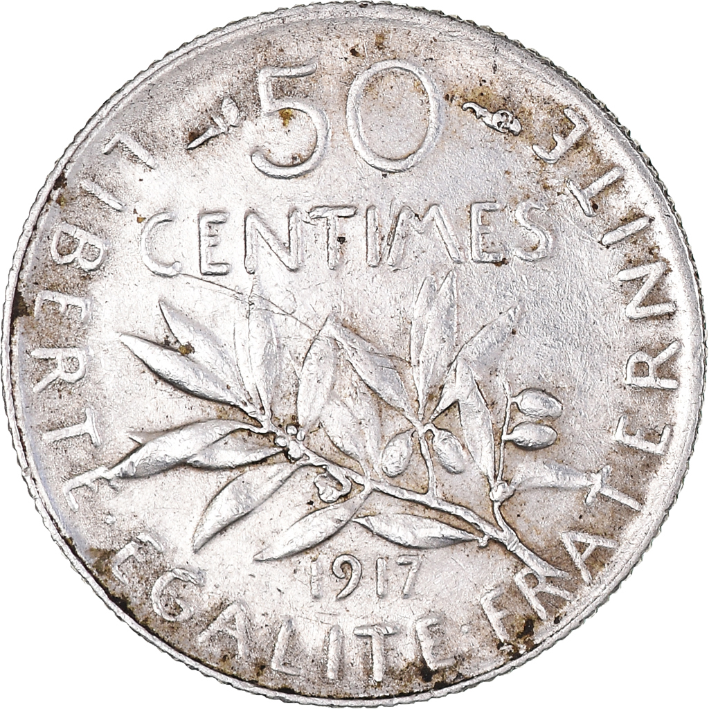 Coin, France, Semeuse, 50 Centimes, 1917, Paris, , Silver, KM:854